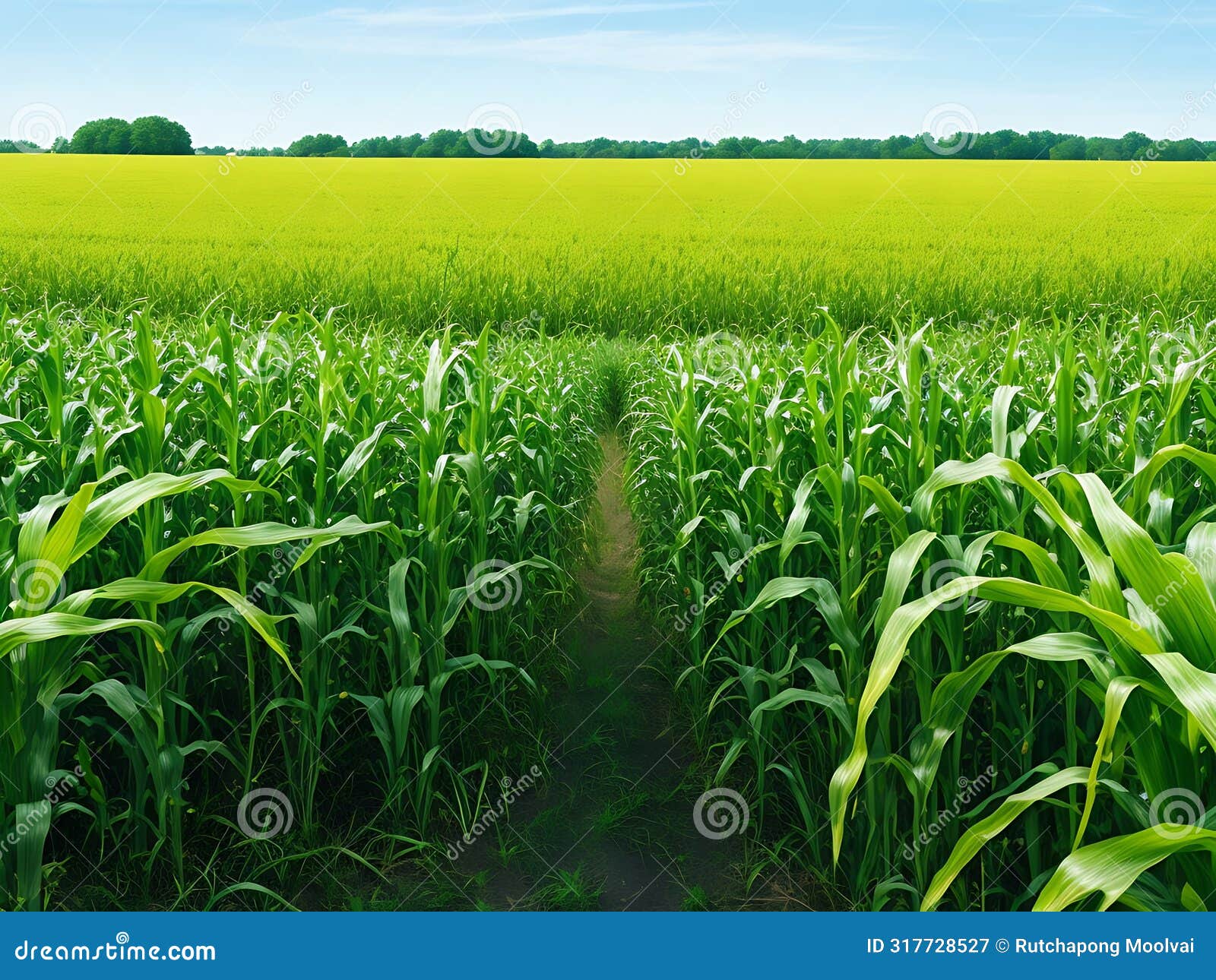 Corn Field, Blue Sky with Sunset or Sunlight. Agriculture Farming ...