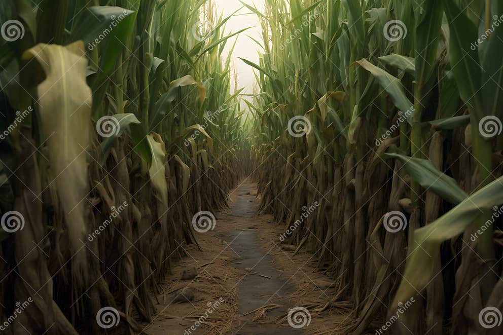 A Corn Field with Dirt Path Leading through it. AI Generated Stock ...