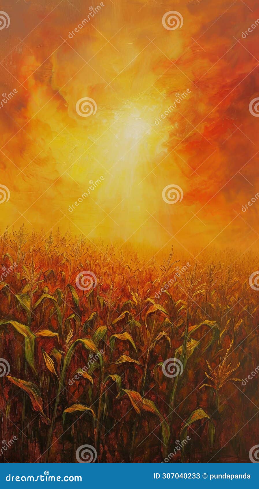 Corn Field in the Rays of the Setting Sun, Ripening of Fresh Corn Crop ...