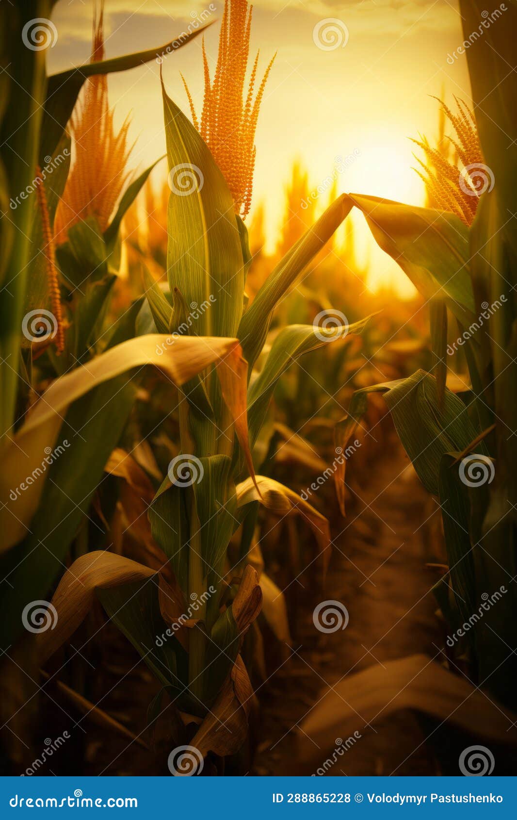 Corn Field with the Sun Shining through the Leaves of the Corn ...