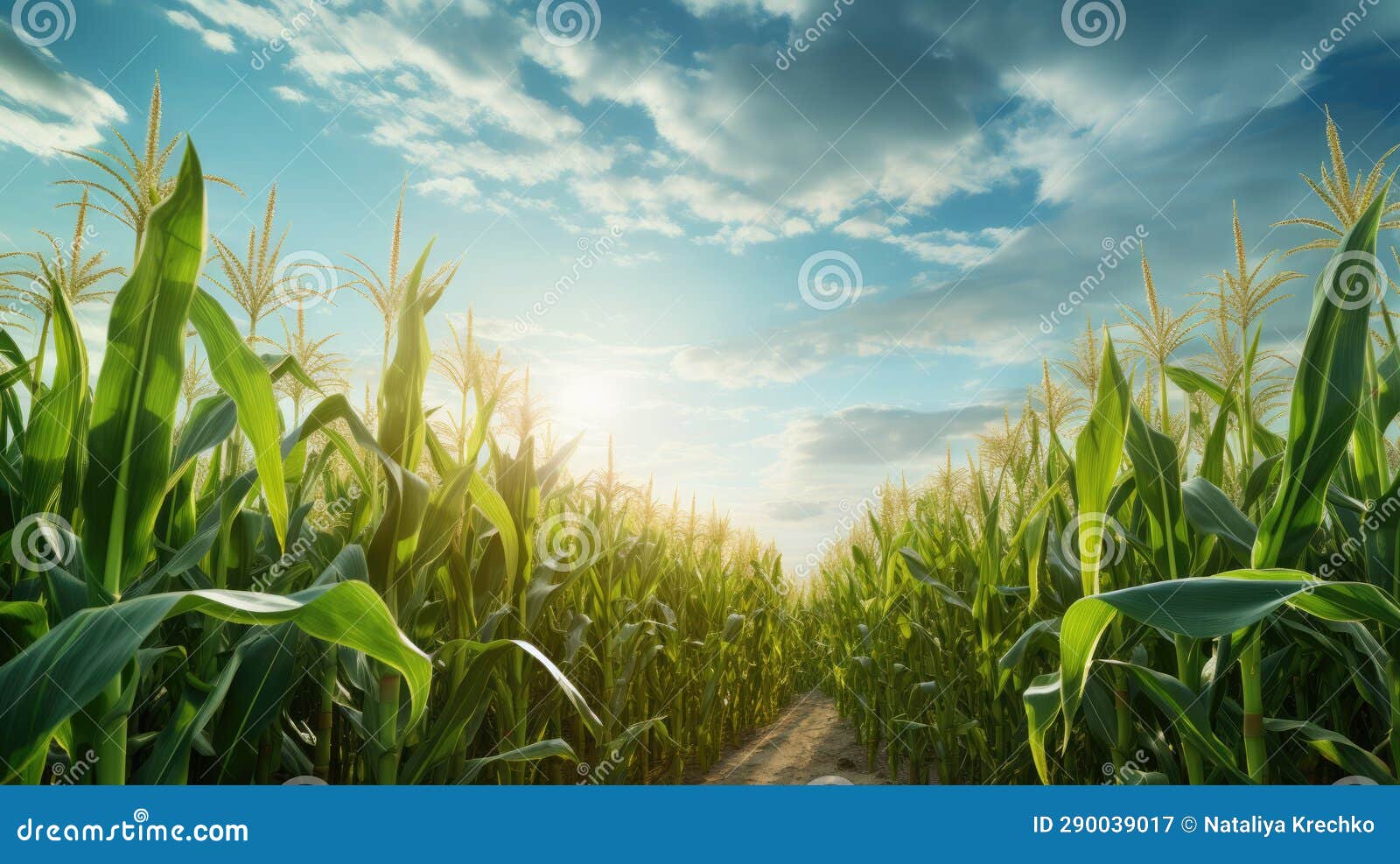 Corn Field in Sunlight. Agriculture and Corn Growing Stock Image ...