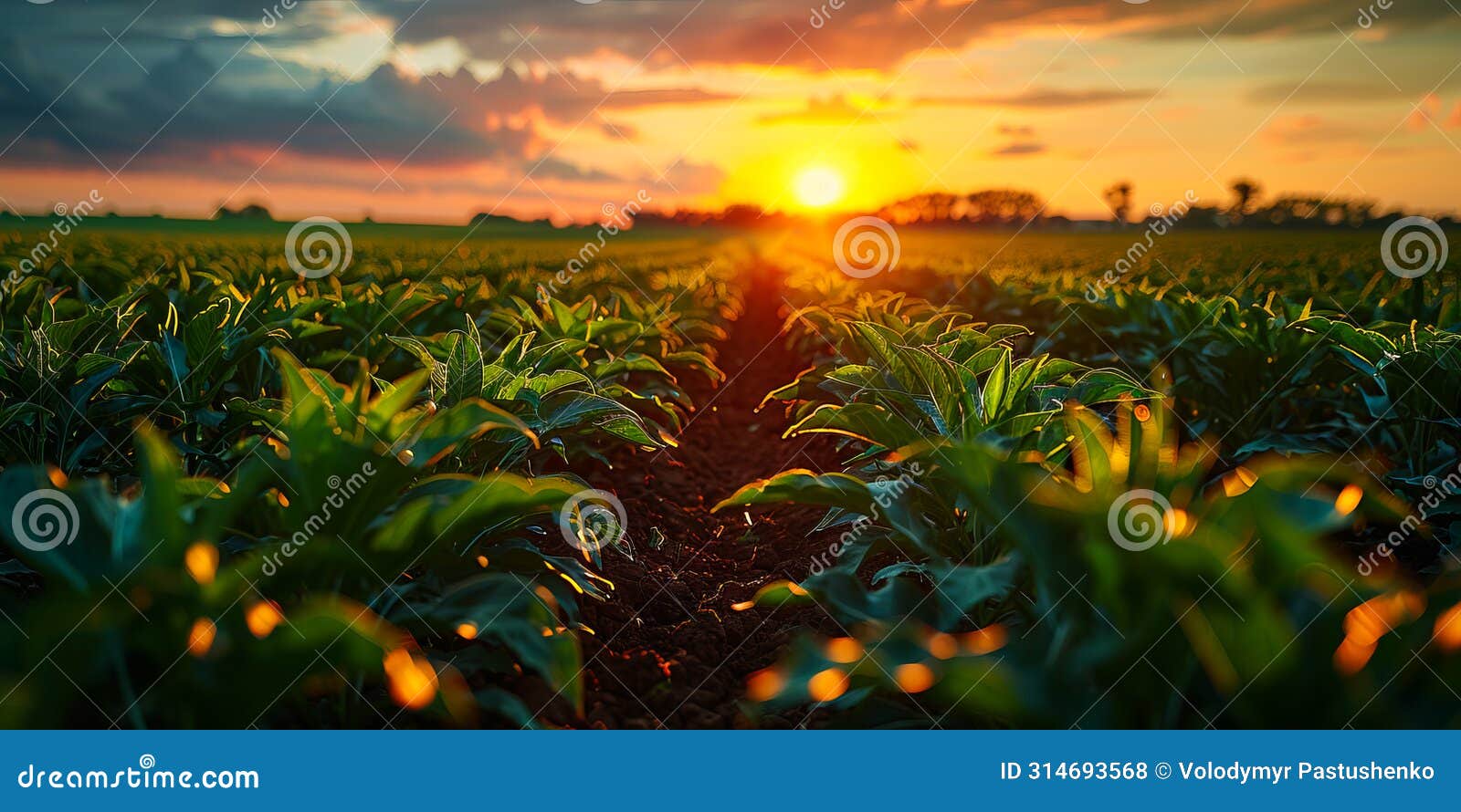 A corn field at sunset stock photo. Image of farm, cloud - 314693568
