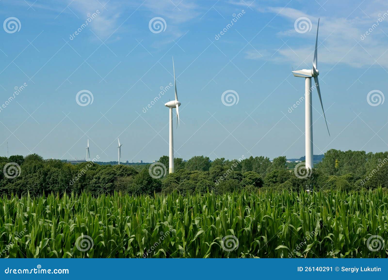 Corn Field and Wind Turbines Stock Image - Image of landscape, carbon ...