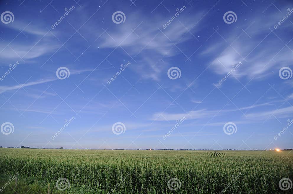 Corn Fields at Night in Iowa Stock Photo - Image of clouds, america ...