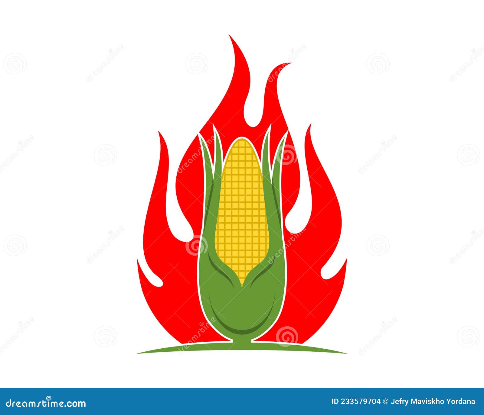 Corn with Fire Flame Behind Stock Illustration - Illustration of dish ...