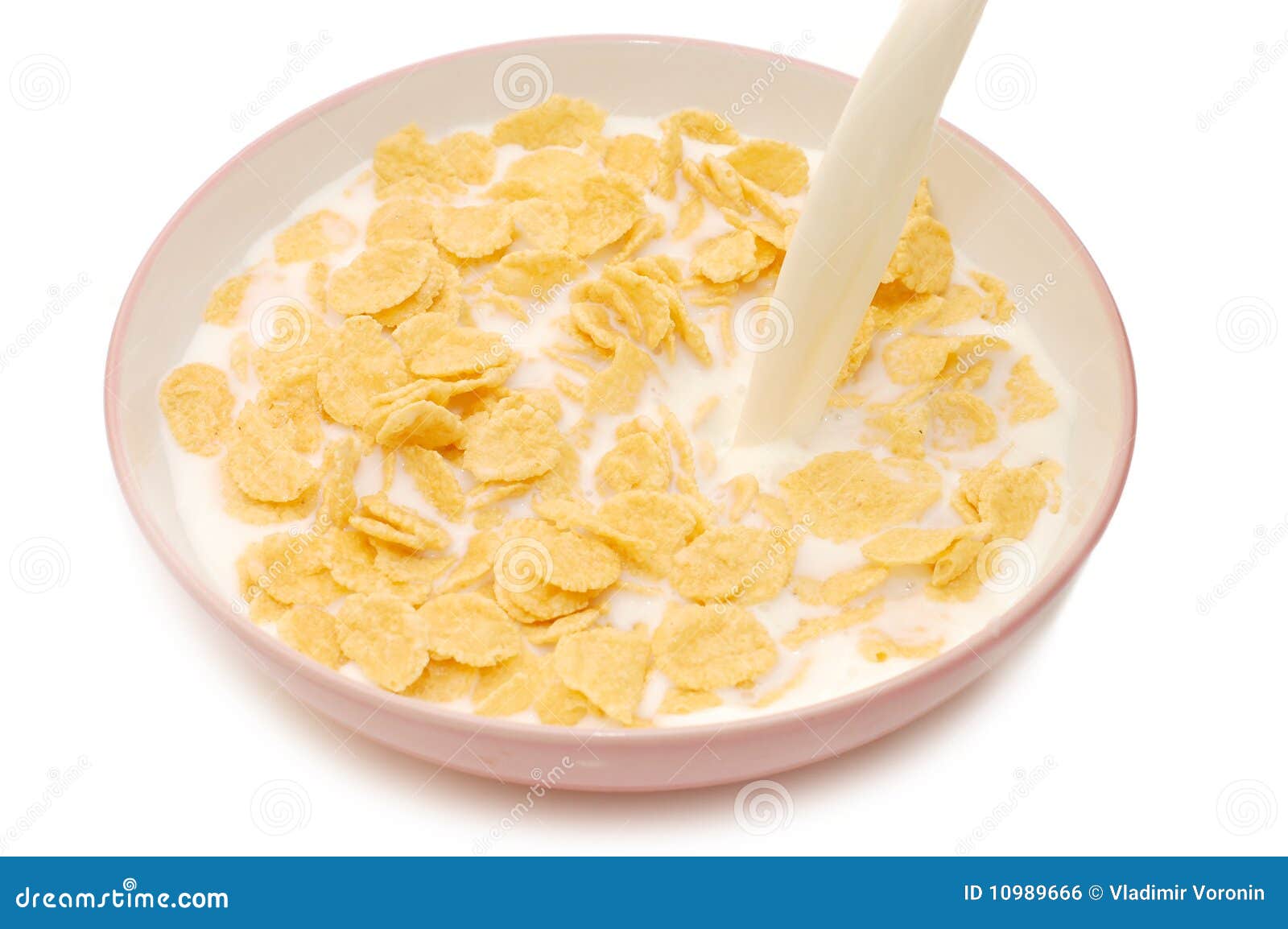 Corn Flakes in Bowl with Milk Stock Photo - Image of wheat, flakes ...
