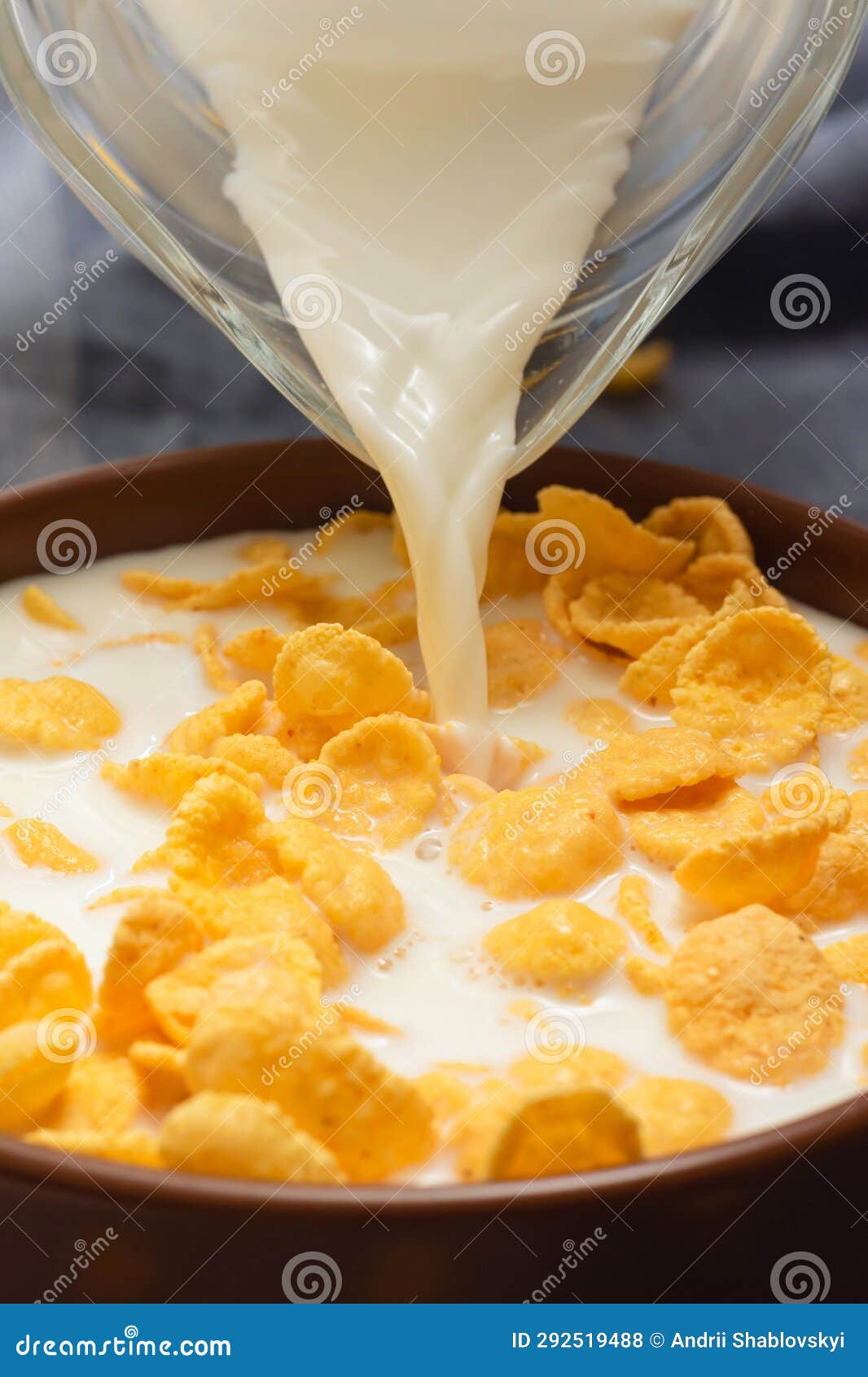 Corn Flakes in a Bowl with Milk. Corn Flakes for Morning Breakfast ...