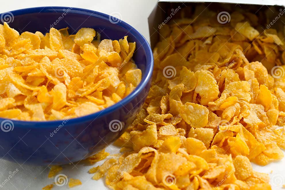 Corn Flakes from the Box Package Stock Photo - Image of wheat, cereal ...