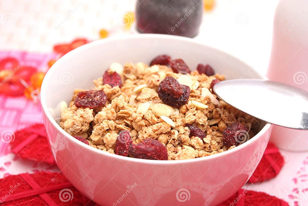 Corn Flakes with Cranberries Stock Photo - Image of vitamins, healthy ...