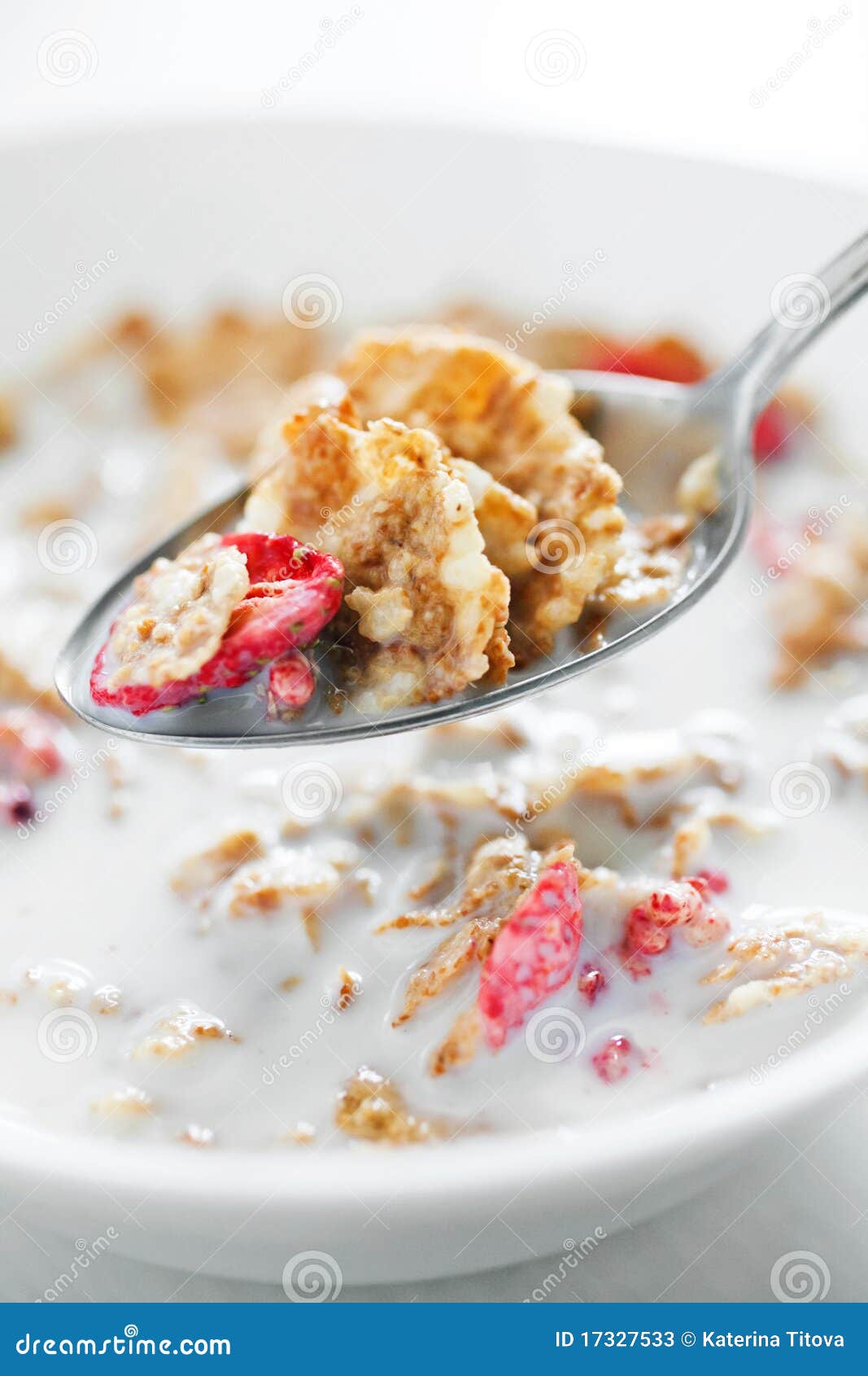 Corn Flakes with Dried Strawberry Stock Image - Image of bowl, cold ...
