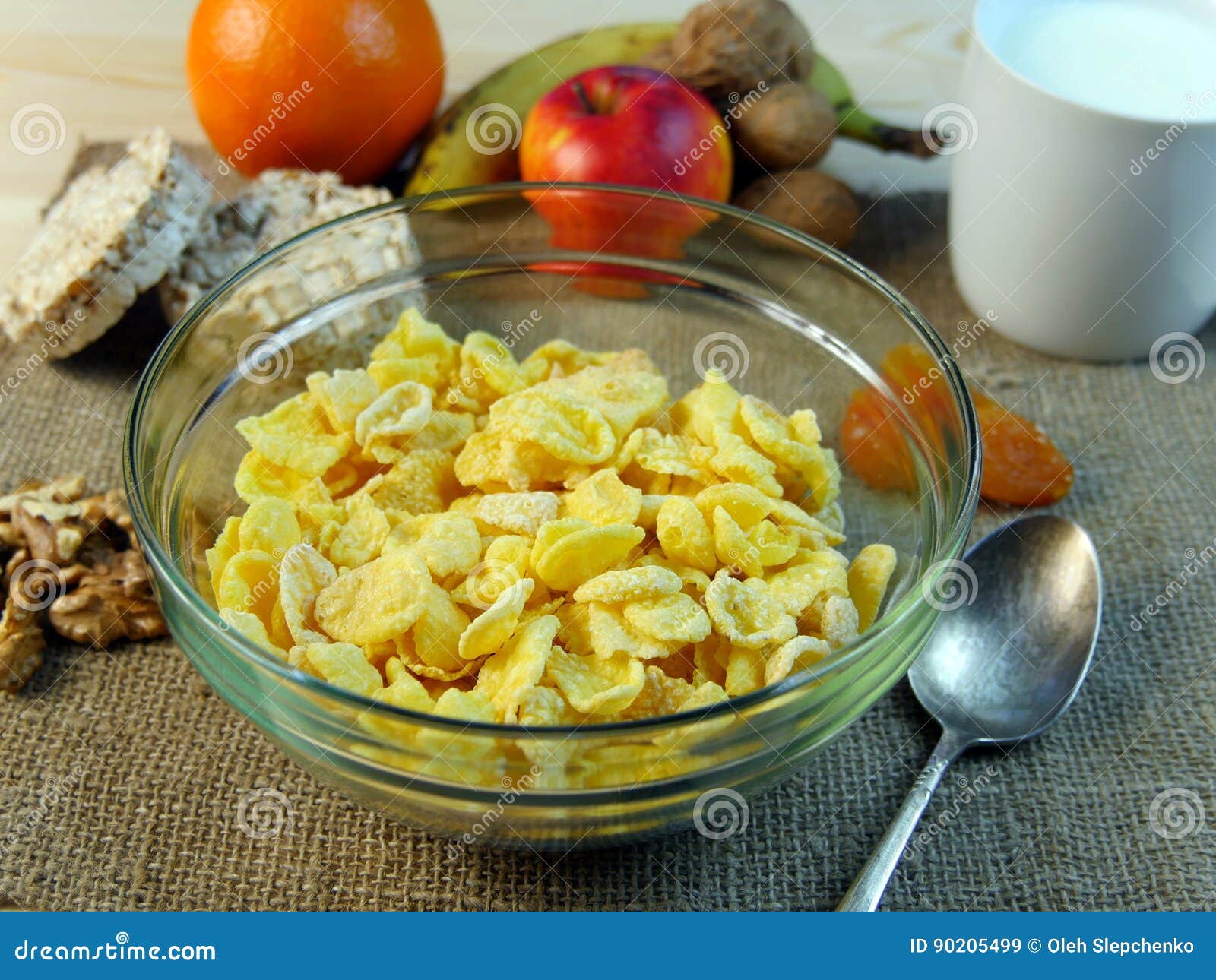 Corn-flakes on Healthy Breakfast Stock Image - Image of closeup, bowl ...