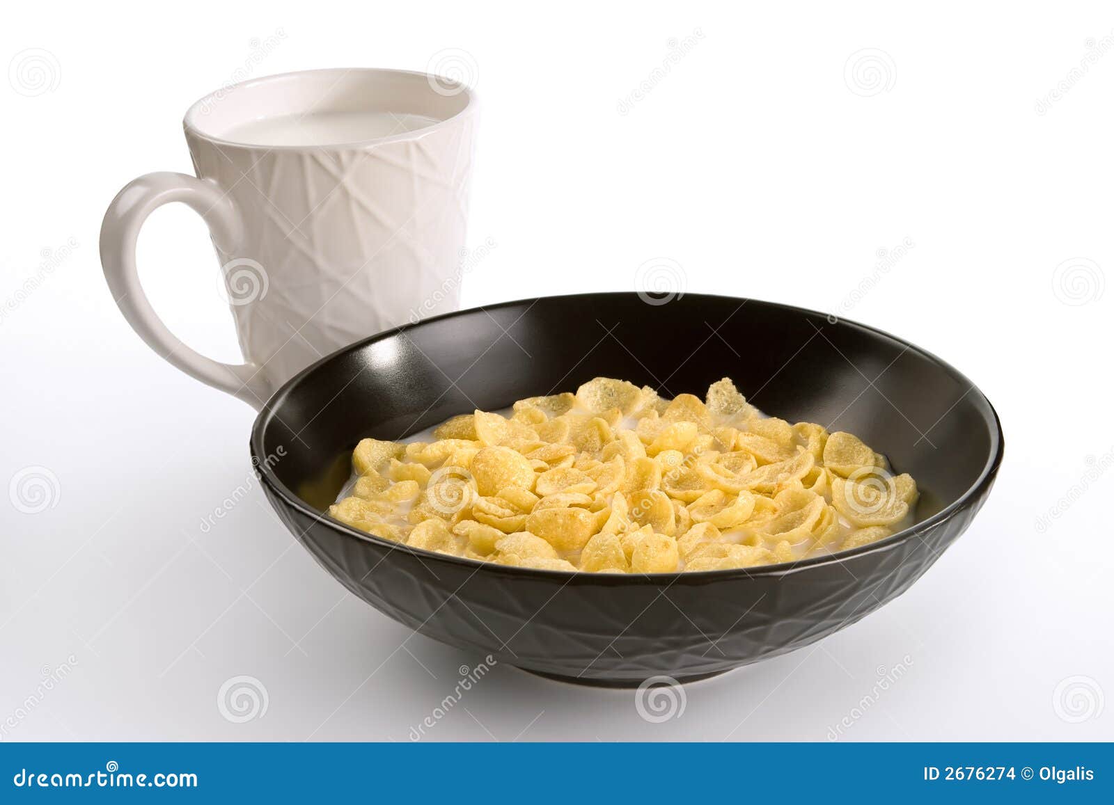Corn-flakes and milk stock photo. Image of dishware, breakfast - 2676274