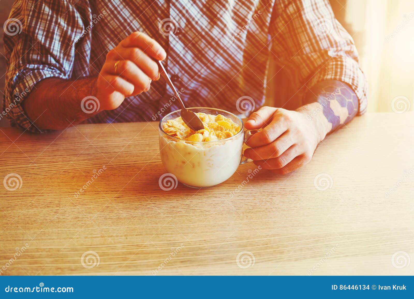 Corn flakes and milk stock photo. Image of breakfast - 86446134