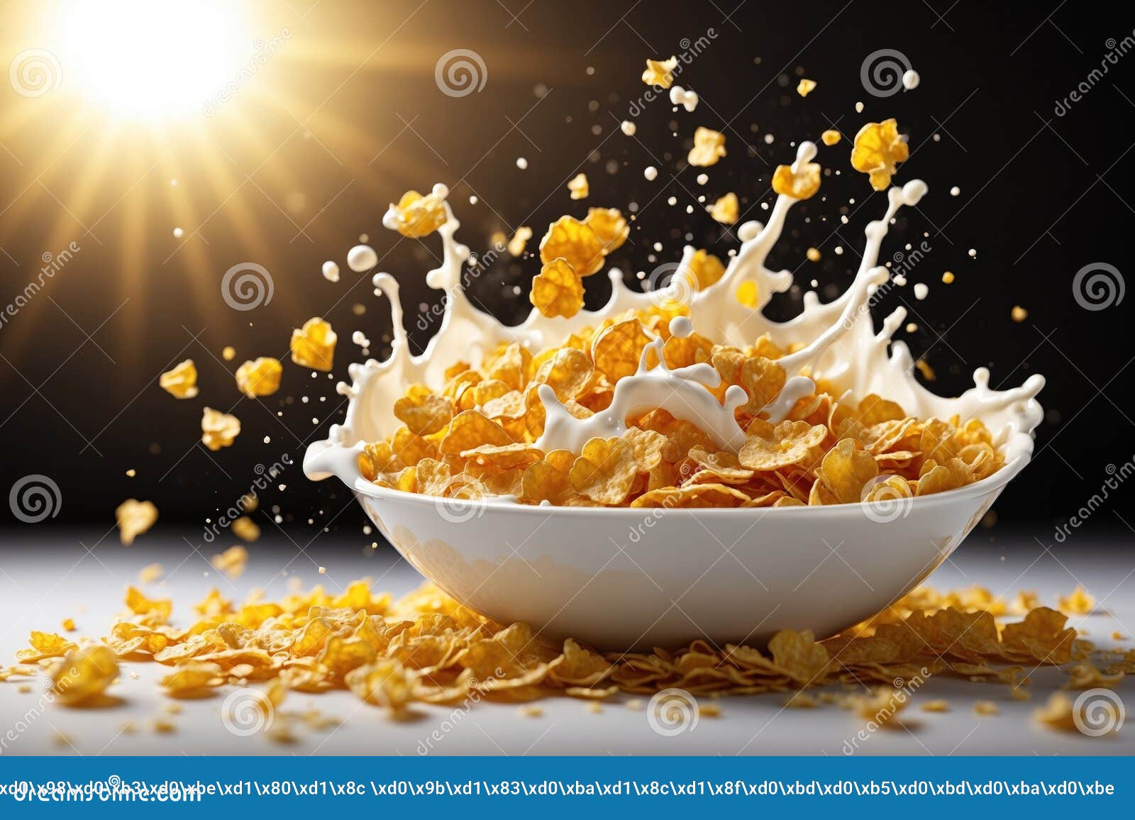 Corn Flakes with Milk Splash. Ai Generative Stock Photo - Image of ...