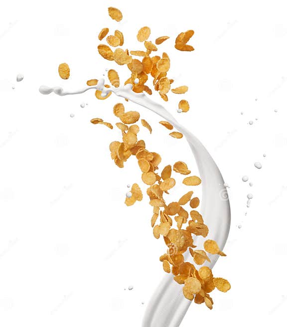 Corn Flakes with Milk Splash Stock Image - Image of background, splash ...