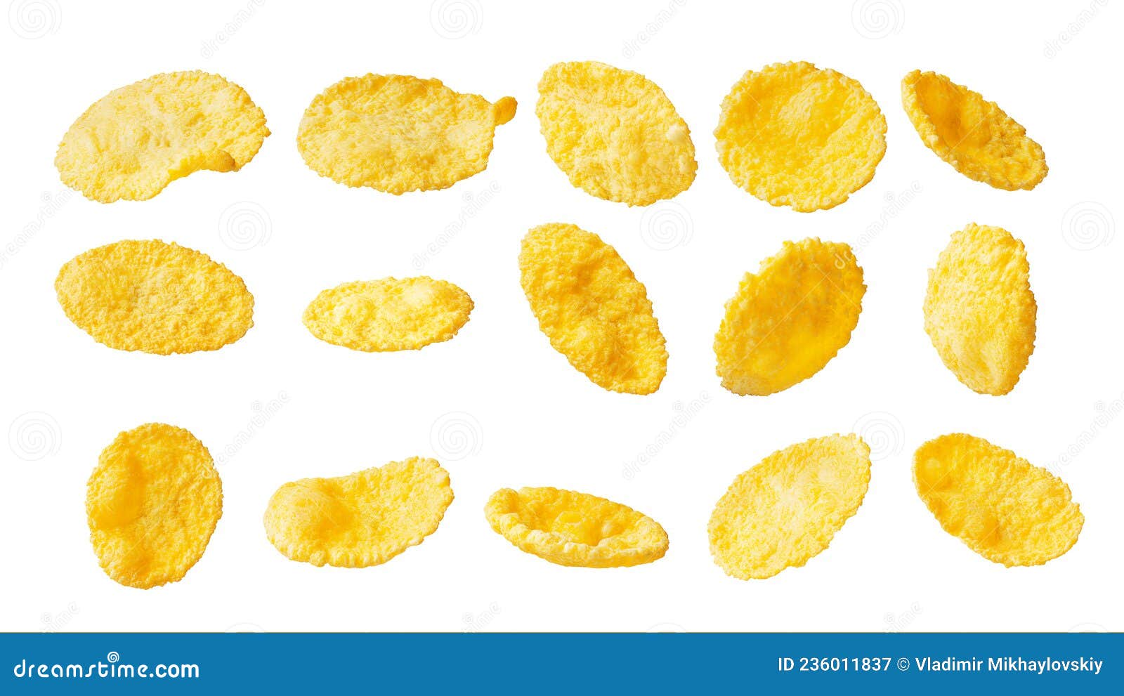Corn Flakes Set Isolate Different Sides Stock Image - Image of white ...