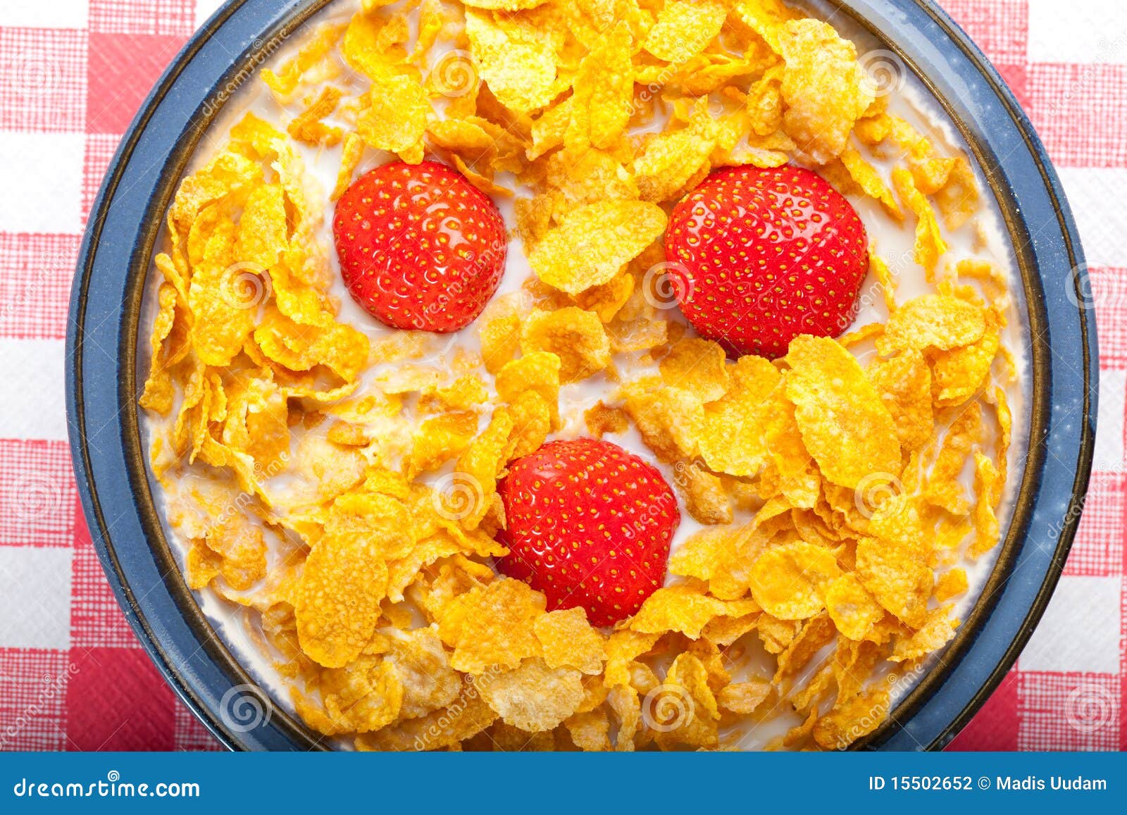 Corn Flakes with Strawberries Stock Photo - Image of healthy, flake ...