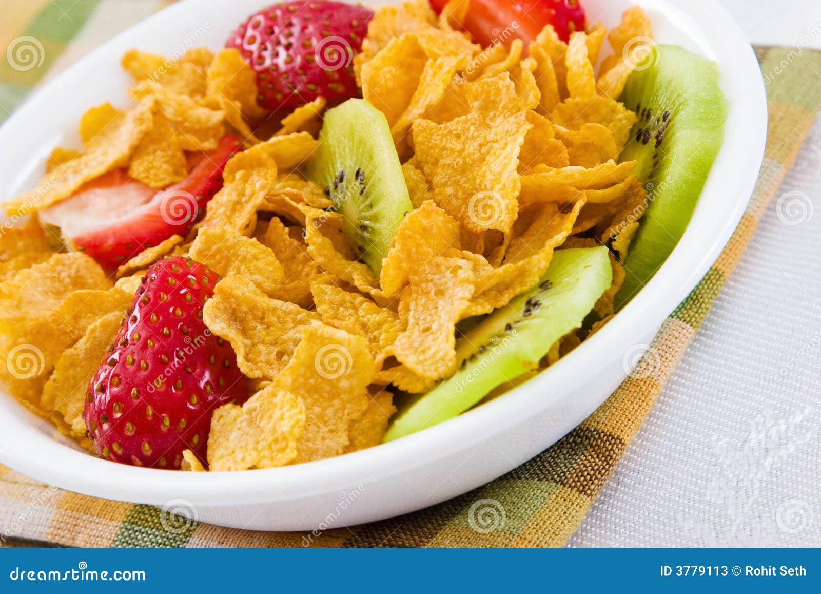 Corn Flakes with Strawberries and Kiwi Fruit Stock Image - Image of ...
