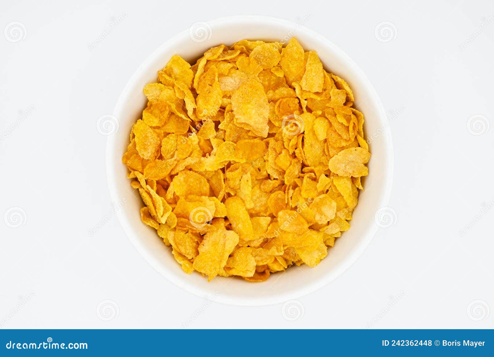 Corn Flakes, in a White Bowl, Isolated on a White Background Stock ...