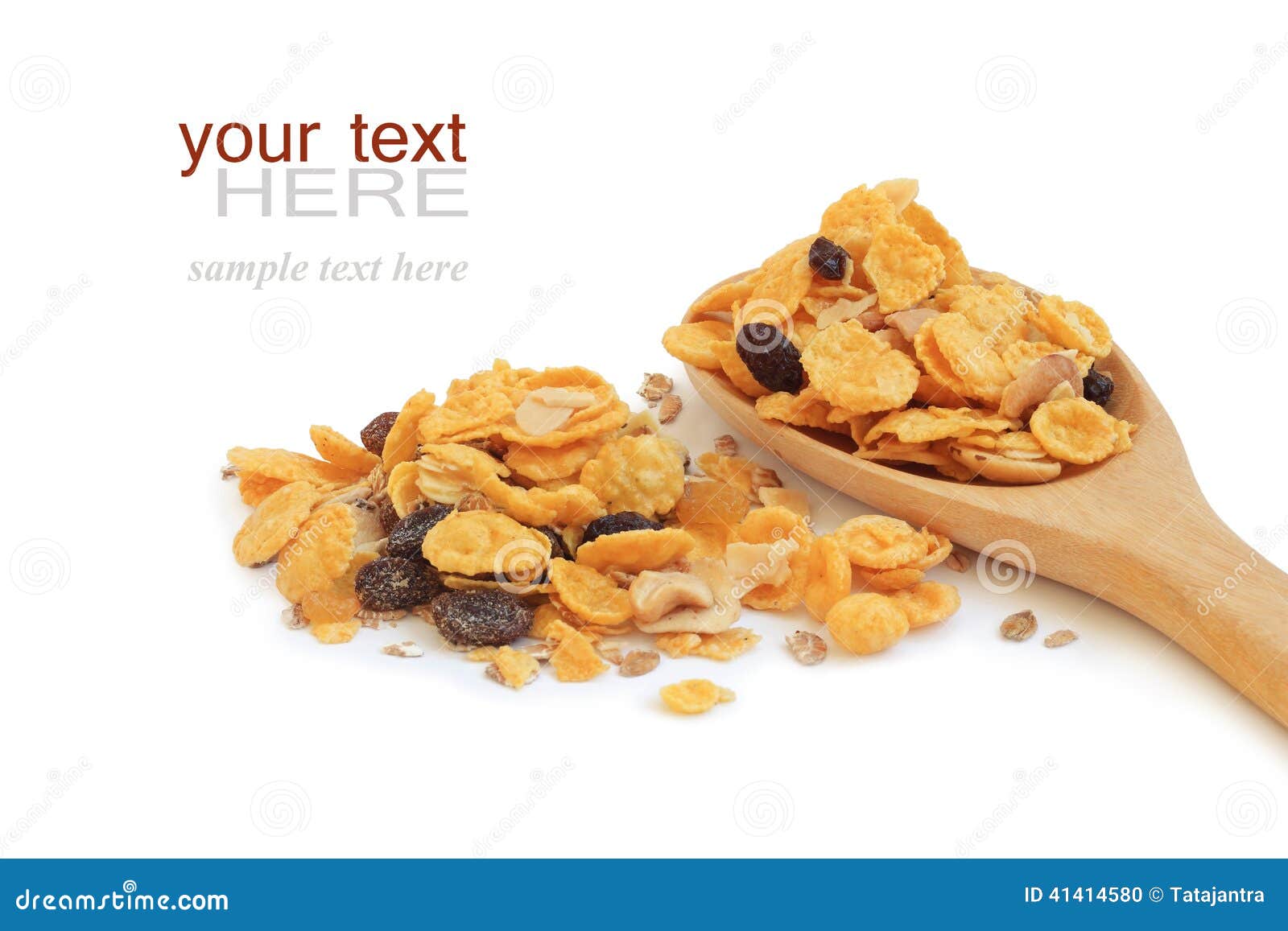 Corn Flakes and Wooden Spoon Stock Photo - Image of flake, corn: 41414580