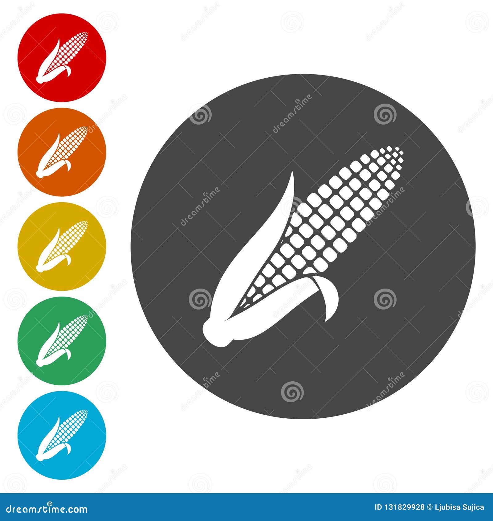 Corn Flat Design Icon Isolated on a Circle Stock Vector - Illustration ...