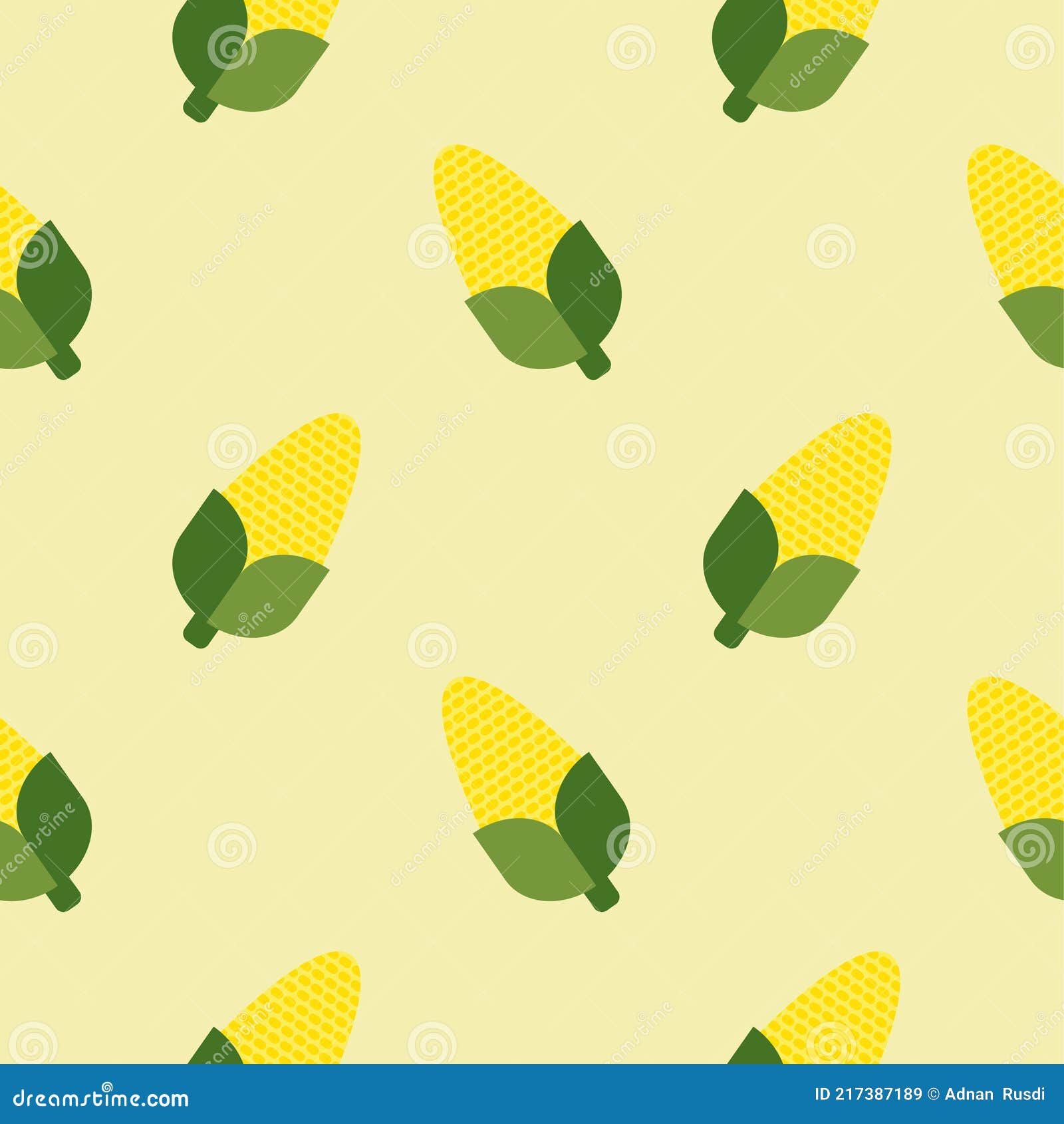 Corn Flat Design Seamless Pattern. Seamless Pattern with Leaves and ...
