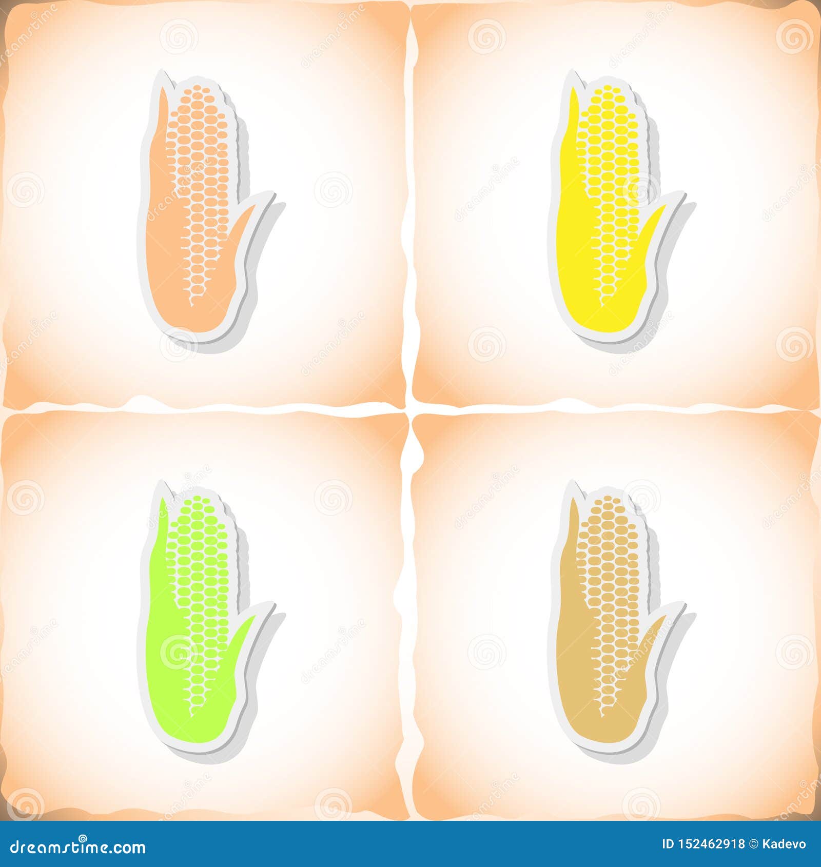 Corn. Flat Sticker with Shadow on Old Paper Stock Vector - Illustration ...