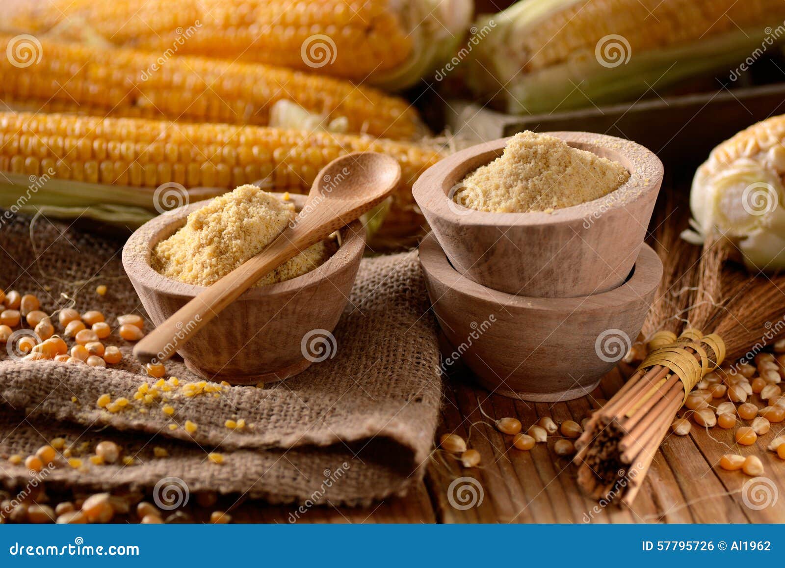 Corn flour in the bowl stock photo. Image of cereal, nutrition - 57795726