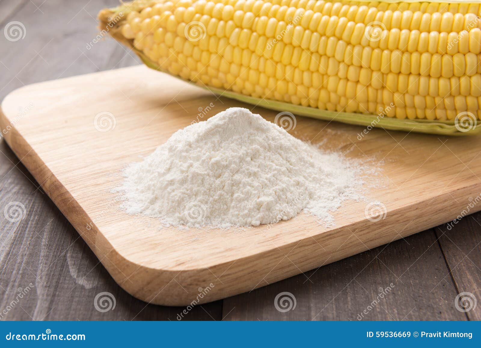 Corn Flour and Corn on Wooden Table Stock Image - Image of nutrition ...