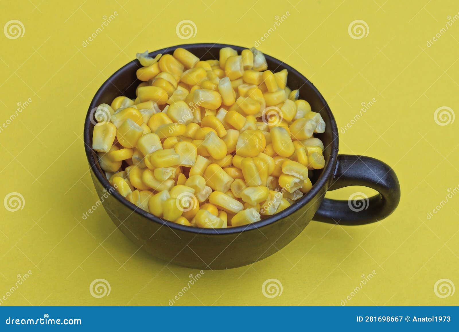 Corn Food in a Brown Ceramic Cup Stock Image - Image of cooking ...