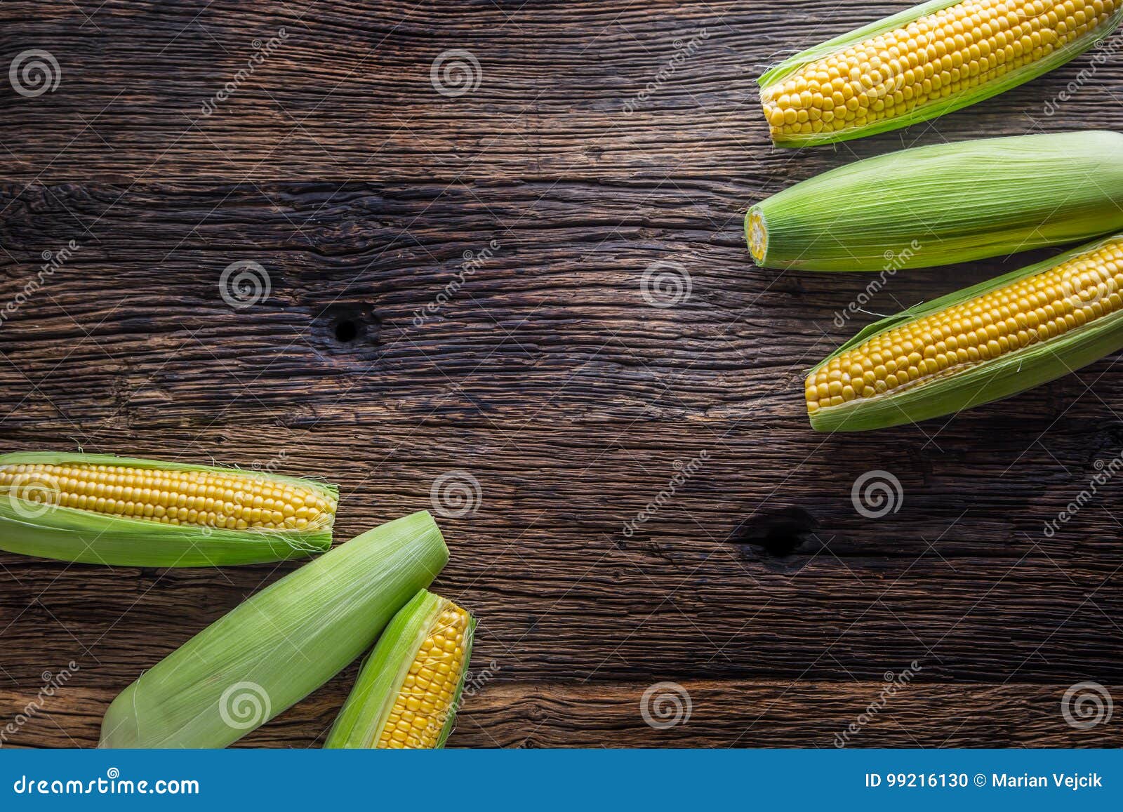 Corn. Fresh Corn on Old Rustic Oak Table Stock Photo - Image of recipes ...