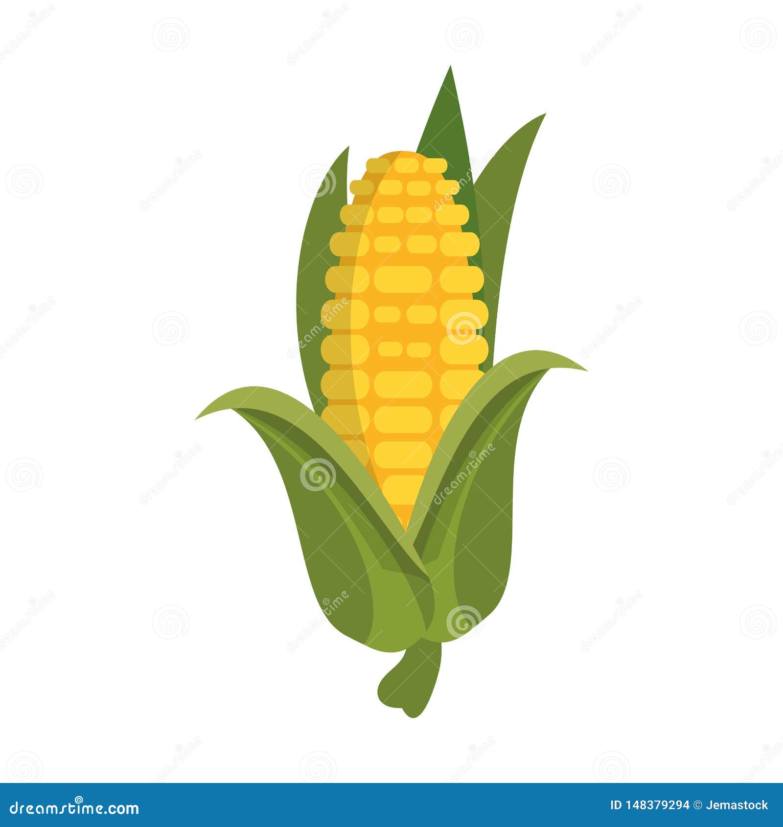 Corn Fresh Vegetable Cartoon Isolated Stock Vector - Illustration of ...