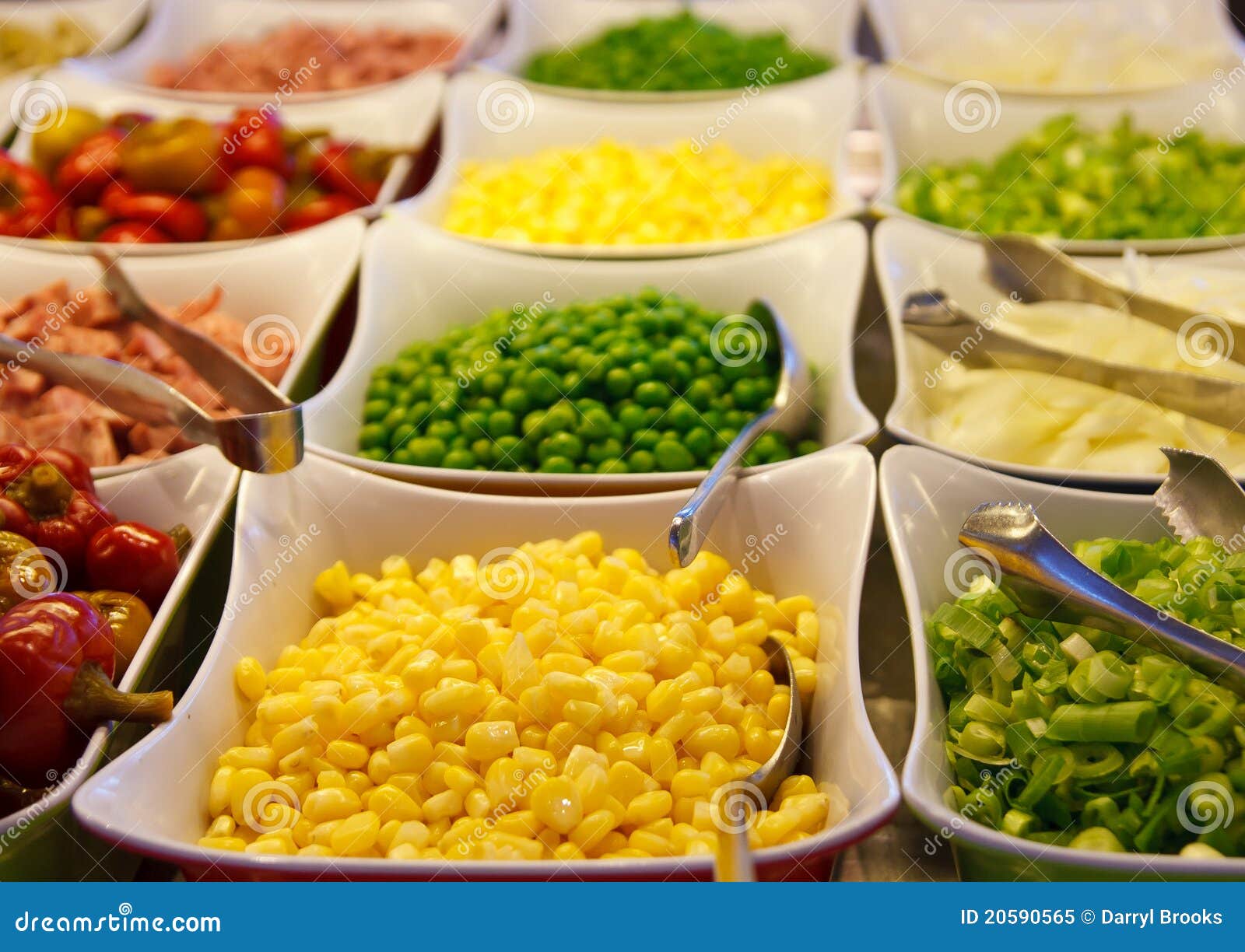 Corn and Fresh Vegetables on a Salad Bar Stock Image - Image of ...