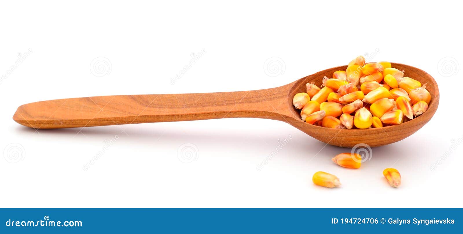 Corn Grains in Wooden Scoop Stock Photo - Image of uncooked, closeup ...