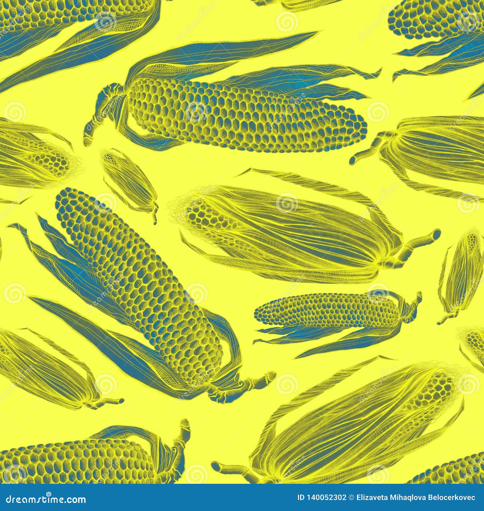 Corn Graphic Color Seamless Pattern Sketch Illustration Stock ...