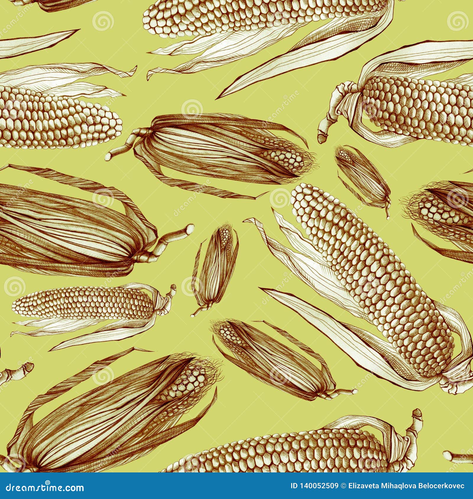 Corn Graphic Color Seamless Pattern Sketch Illustration Stock ...