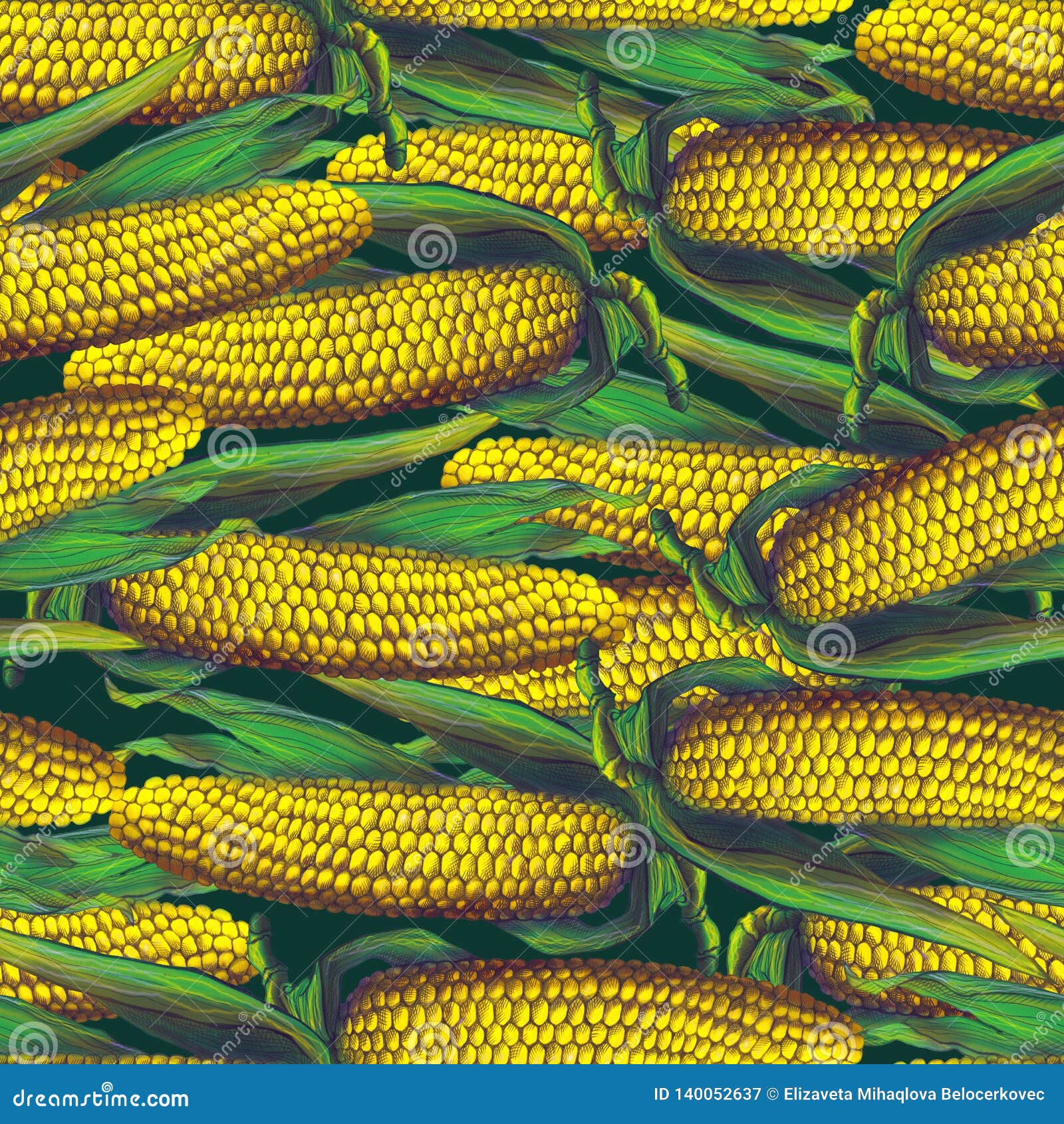 Corn Graphic Color Seamless Pattern Sketch Illustration Stock ...