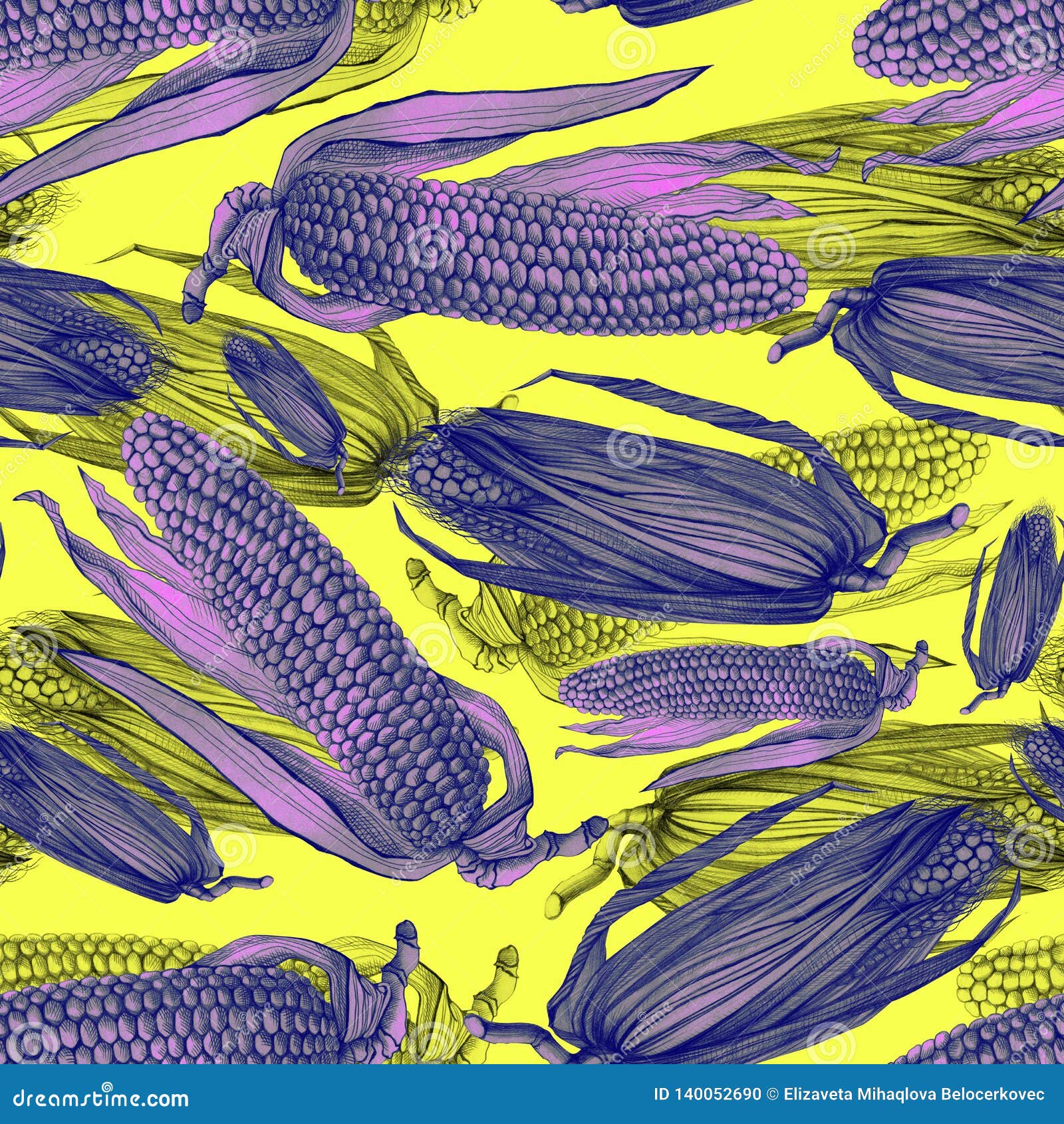 Corn Graphic Color Seamless Pattern Sketch Illustration Stock ...