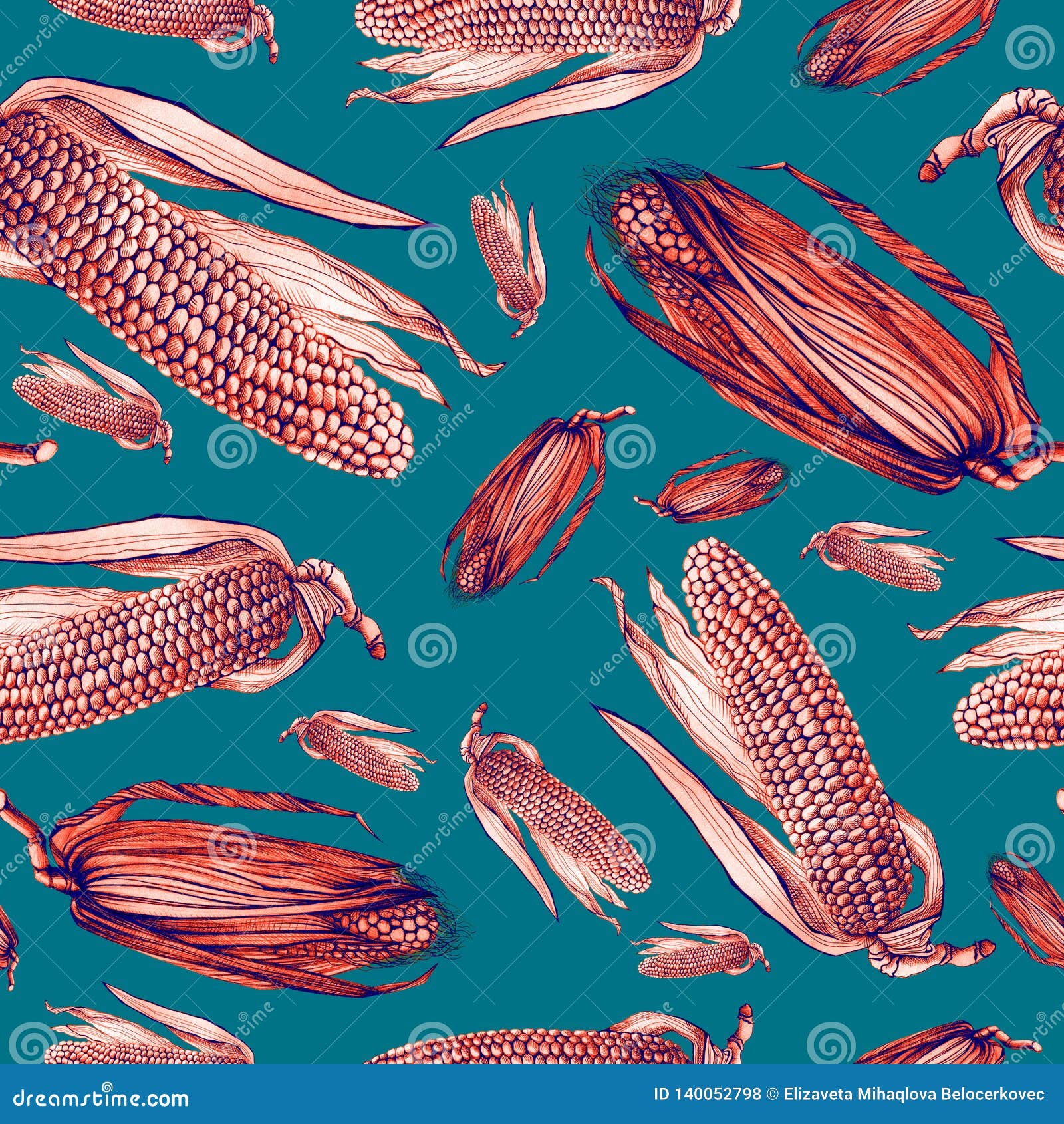 Corn Graphic Color Seamless Pattern Sketch Illustration Stock ...