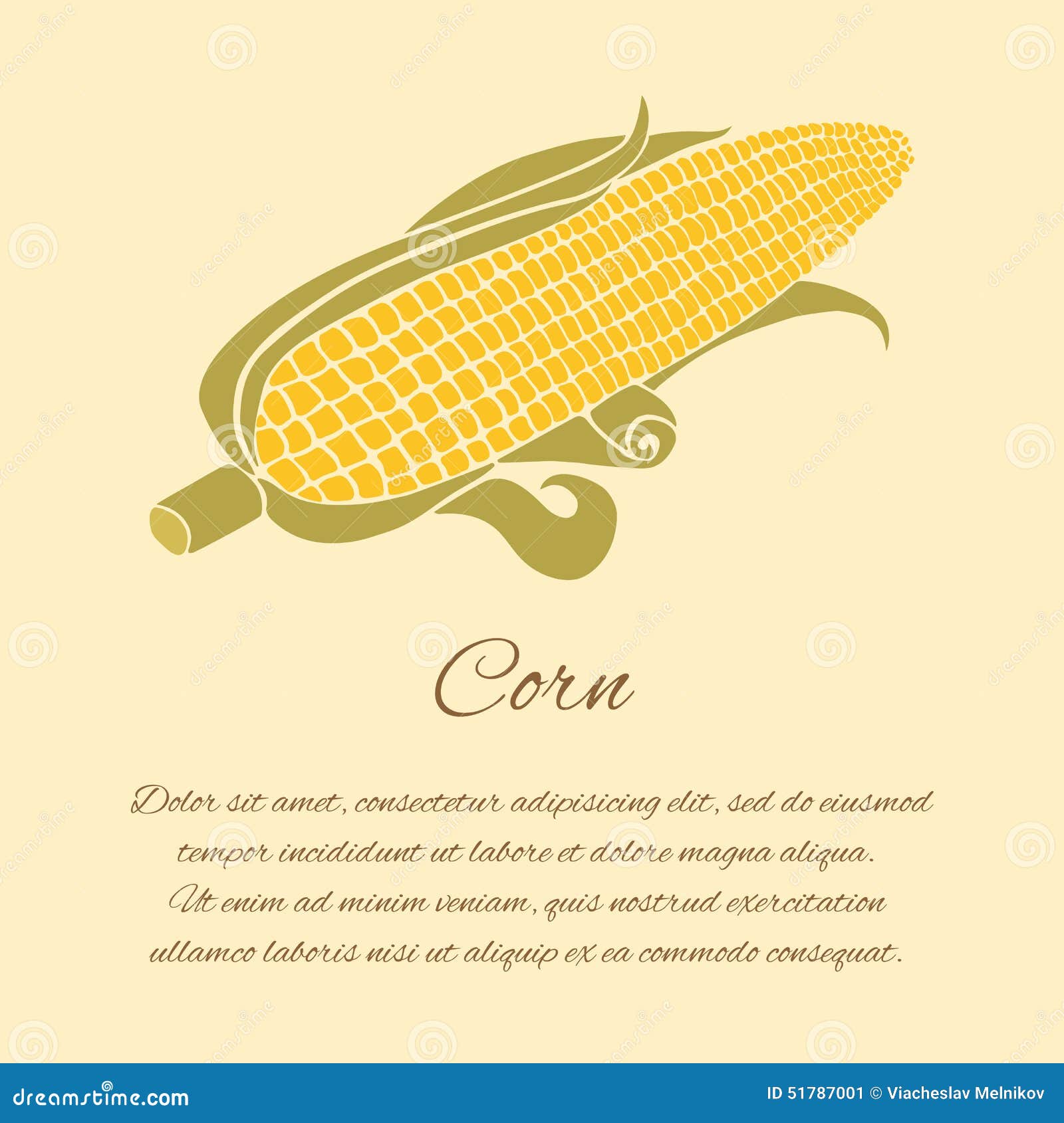 Corn Greeting Card on the Bright Background Stock Vector - Illustration ...