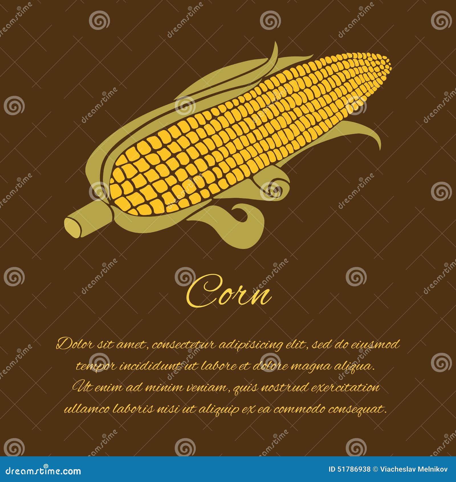 Corn Greeting Card on the Dark Background Stock Vector - Illustration ...