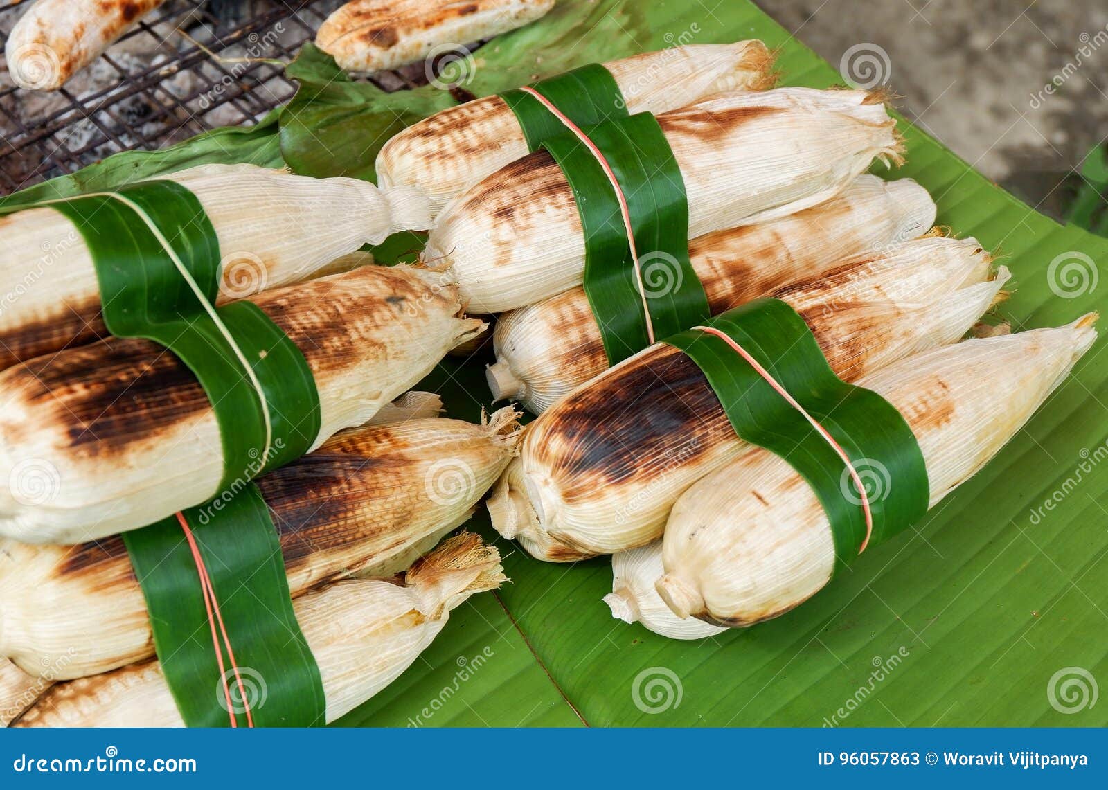 Corn grill corn burn stock image. Image of barbecue, sizzling - 96057863