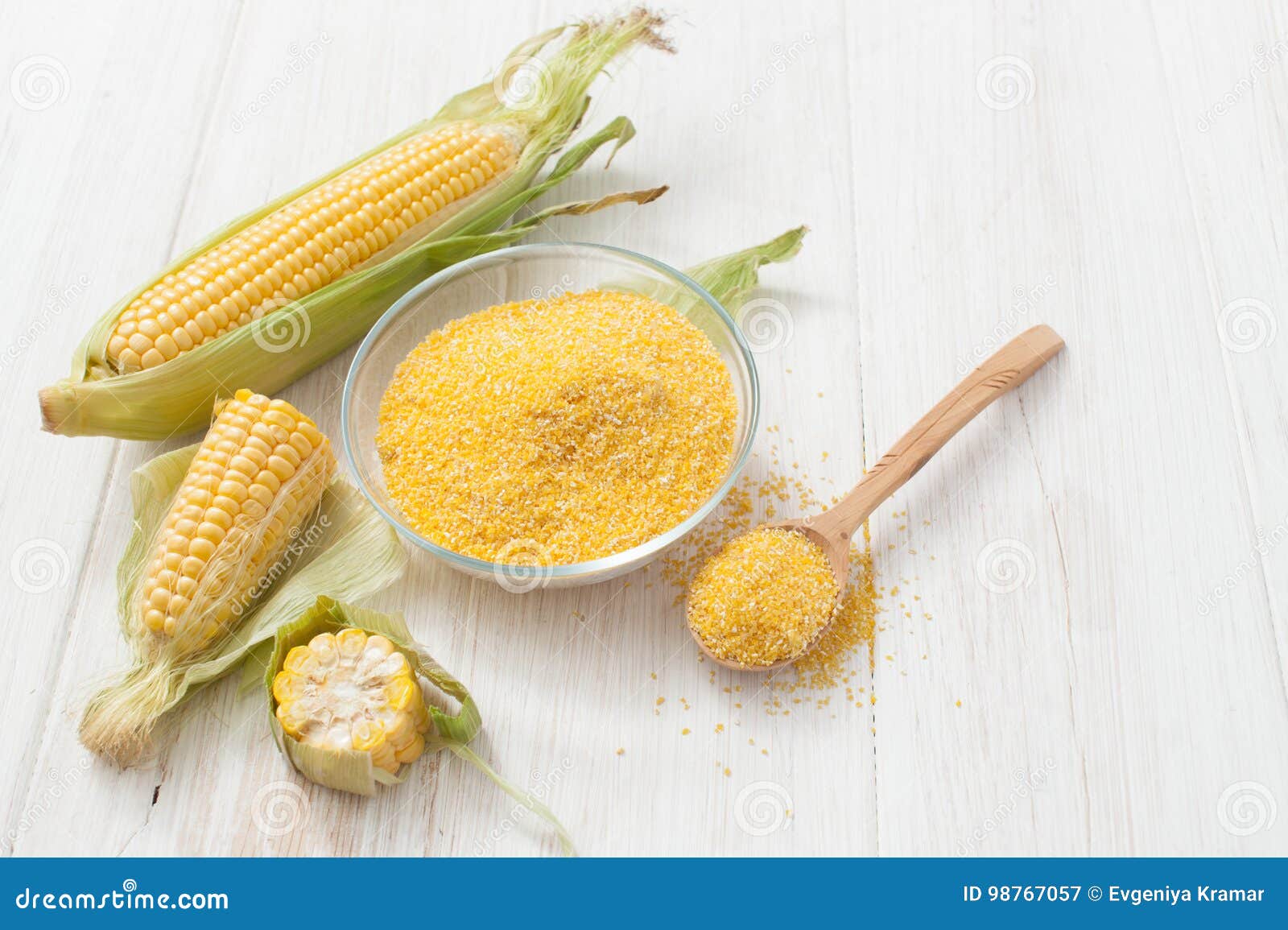 Corn Grain and Chopped Corn on the Cob on a White Stock Image - Image ...