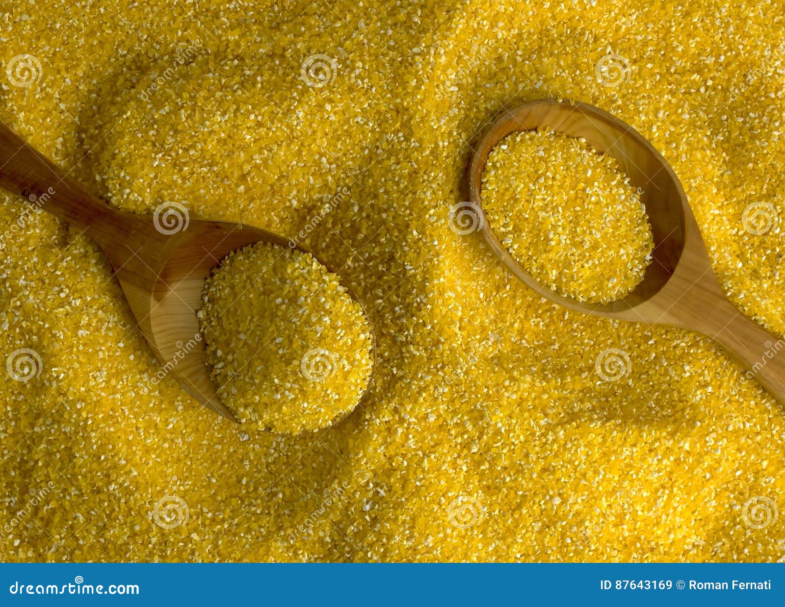 Corn Grits Coarsely Ground with Wooden Spoon Stock Image - Image of ...