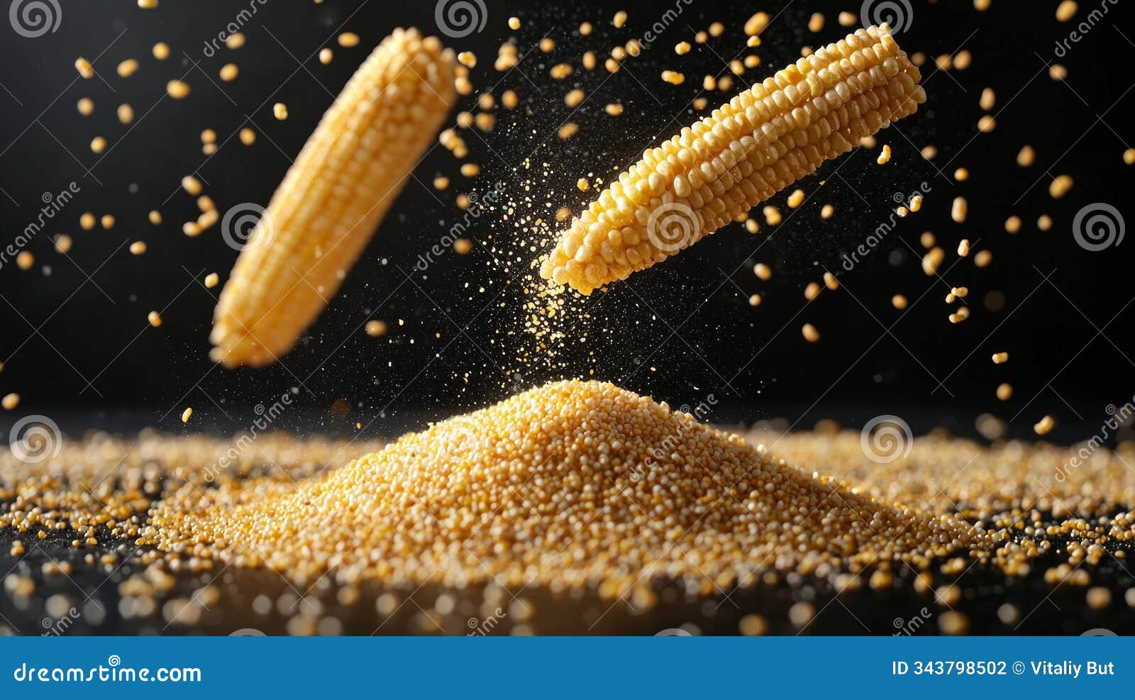 Corn Grits are Displayed Separately Hovering Mound Ground Corn ...