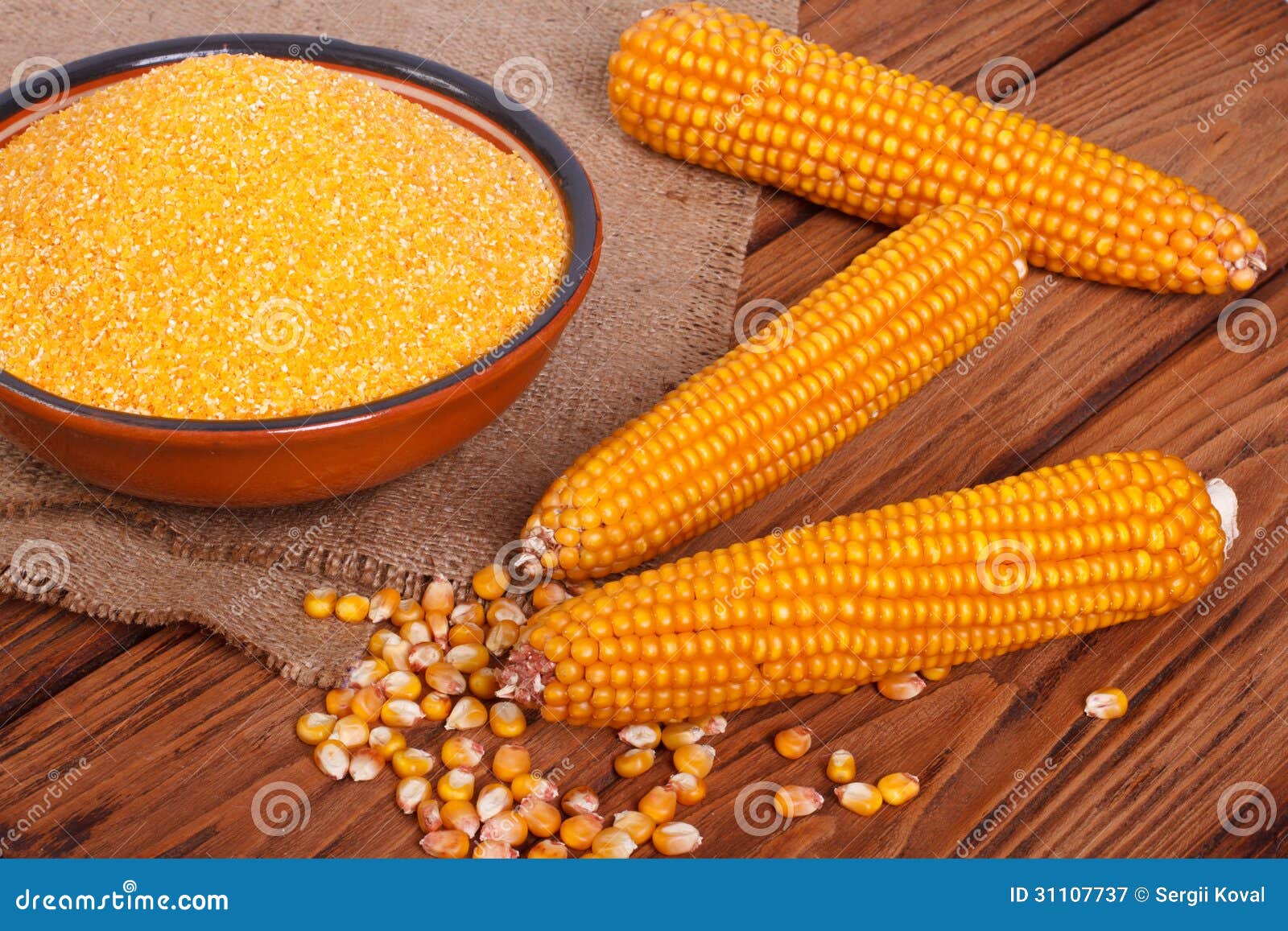 Corn Groats in a Bowl, Whole Grain and Cob Stock Image - Image of lunch ...