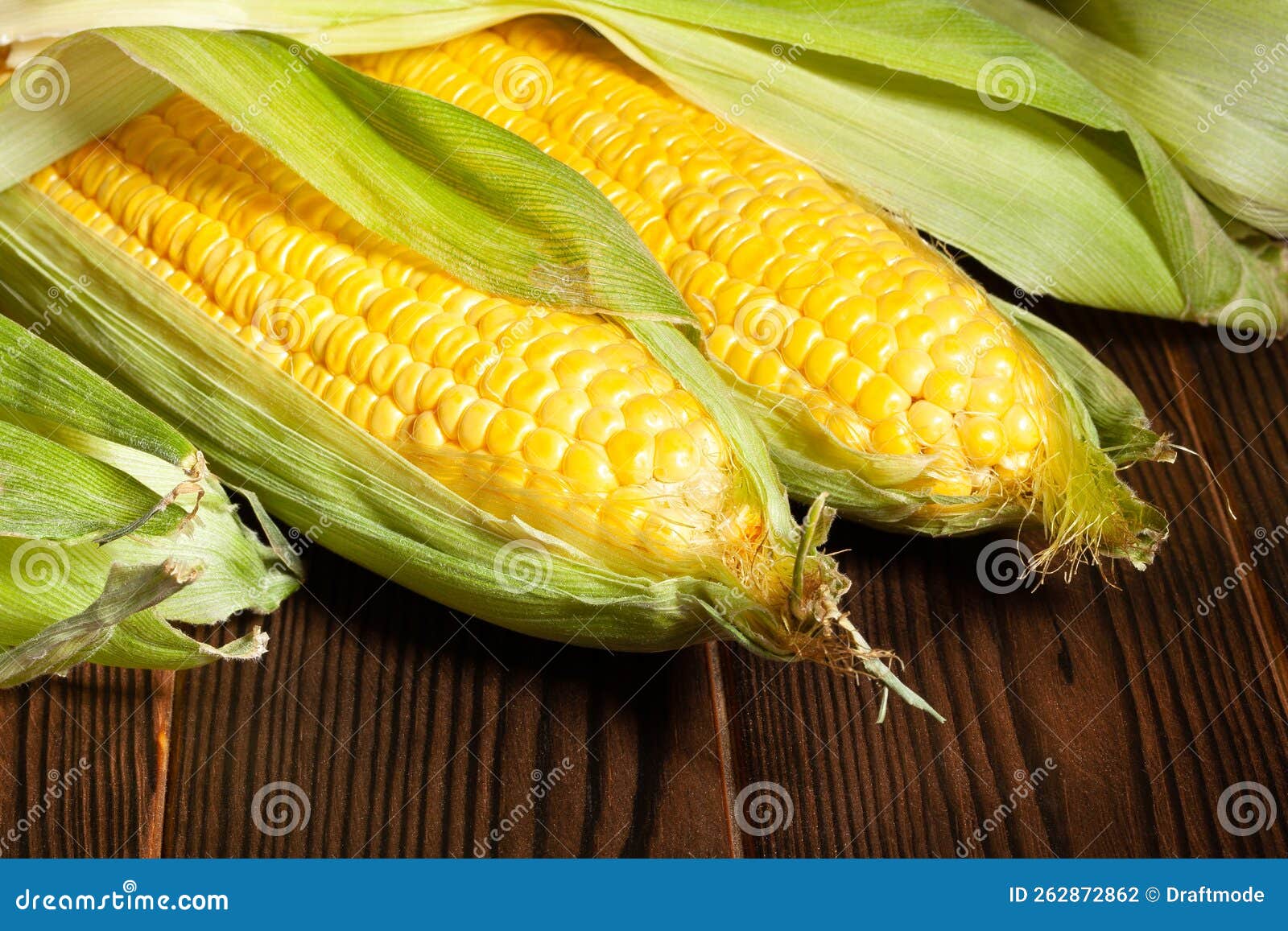 Corn group on wood stock photo. Image of vegetables - 262872862