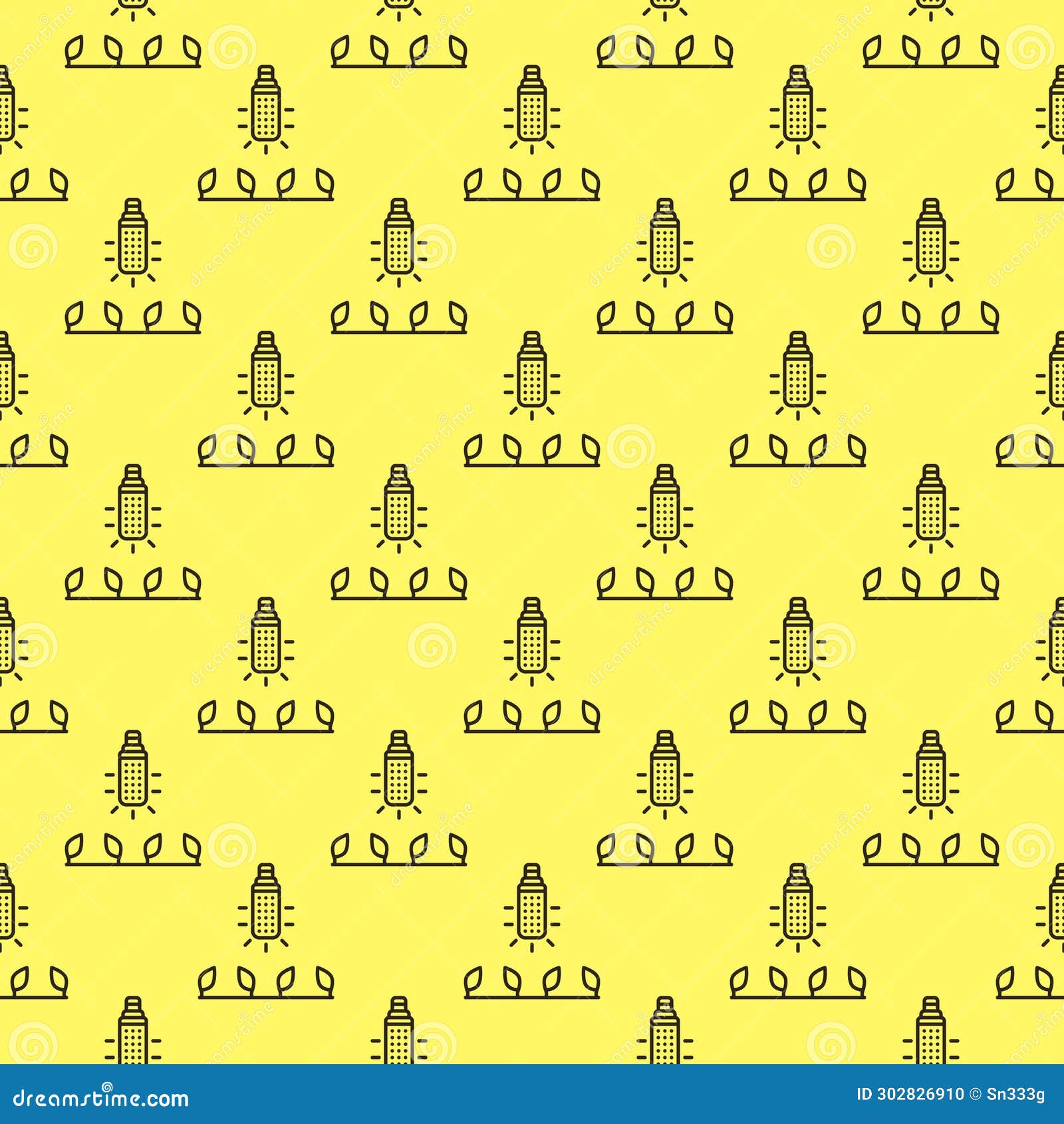 Corn Grow Led Light Bulb Vector Phytolamp Outline Yellow Seamless ...