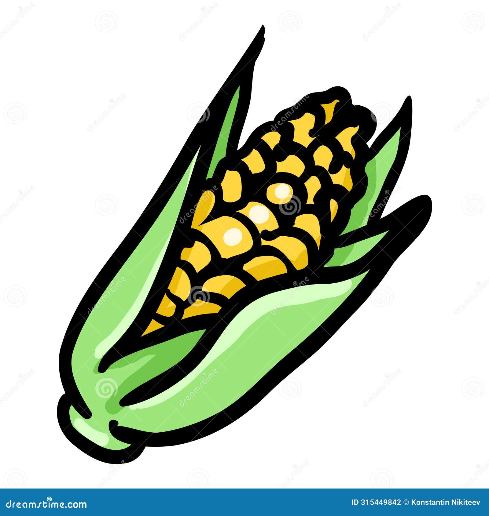 Corn - Hand Drawn Doodle Icon Stock Vector - Illustration of veggie ...