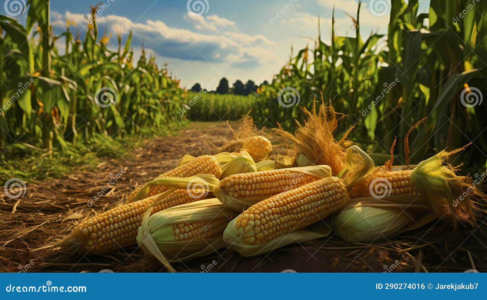 Corn Harvest. Good Crops. Cornucopia. Stock Illustration - Illustration ...